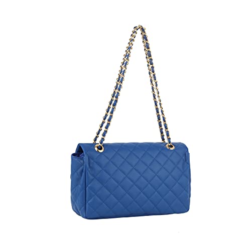 Quilted Crossbody Bags for Women, Bling Letter, Multi Color, Classic Flap (Blue_Love)