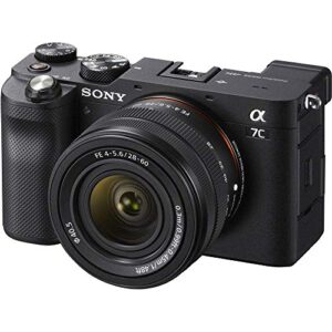 Sony Alpha a7C Mirrorless Digital Camera with 28-60mm Lens (Black) (ILCE7CL/B) + 64GB Memory Card + 2x NP-FZ-100 Battery + Corel Photo Software + Case + External Charger + Card Reader + More (Renewed)