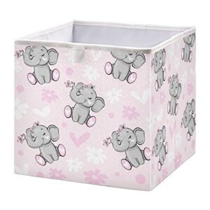 kigai cute elephant cube storage bins – 11x11x11 in large foldable storage basket fabric storage baskes organizer for toys, books, shelves, closet, home decor