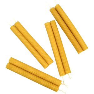 8PCS 9" Hand-Rolled Beeswax Taper Candles, Real Pure Beeswax, Handmade Honeycomb Candles, Flat Top, Brown Raw