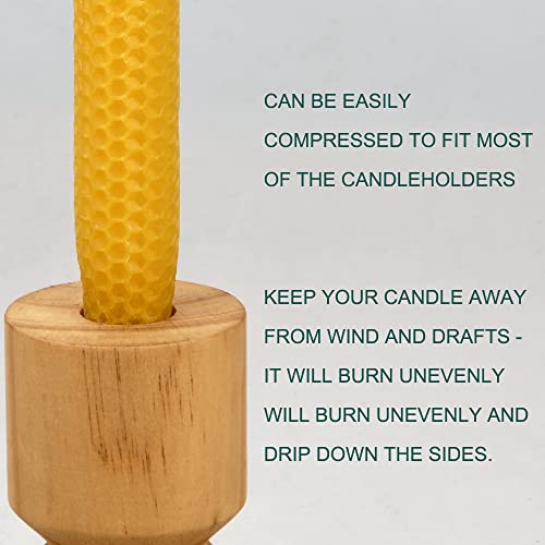 8PCS 9" Hand-Rolled Beeswax Taper Candles, Real Pure Beeswax, Handmade Honeycomb Candles, Flat Top, Brown Raw