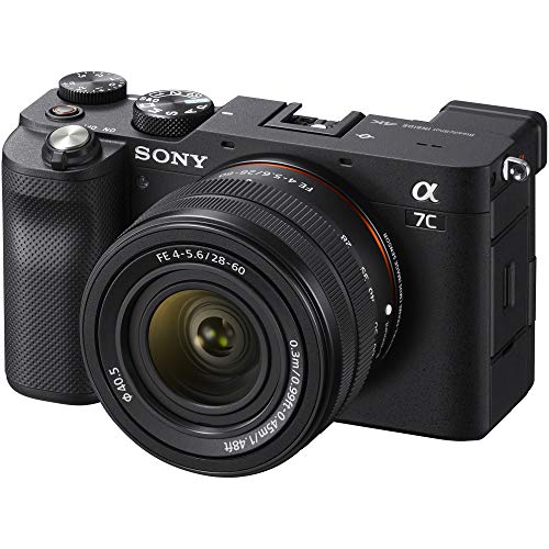 Sony a7C Mirrorless Full Frame Camera Alpha 7C Body with 28-60mm F4-5.6 Lens Kit Black ILCE7CL/B Bundle with Deco Gear Case + Extra Battery + Flash + Filters + Macro & Telephoto Lenses + Accessories