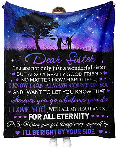 Euyyhai Sisters Gifts from Sister Throw Blanket Birthday Gifts for Sister Cozy Blankets Sister Sister in Law Gifts Ideas Warm Lightweight Blanket for Bedding Sofa