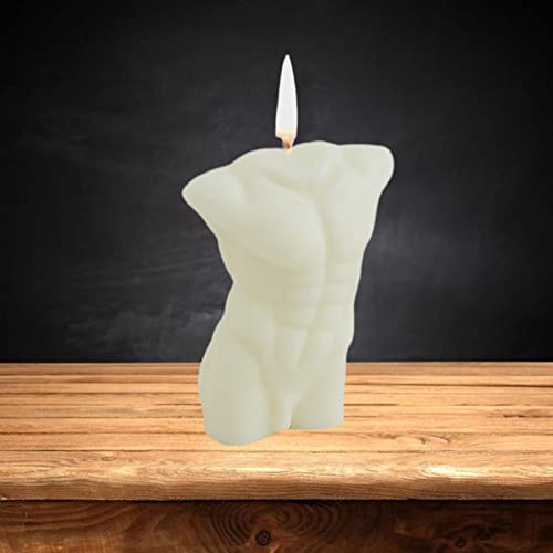 Prettyia Male Men Torso Candle Nude Muscle Body Chest Butt Statue Candle Body Love Scented Aromatherapy Candles Living Room Home Decor Romantic Gift for Lady - Milky White