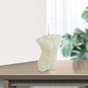 Prettyia Male Men Torso Candle Nude Muscle Body Chest Butt Statue Candle Body Love Scented Aromatherapy Candles Living Room Home Decor Romantic Gift for Lady - Milky White