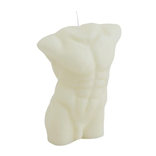 Prettyia Male Men Torso Candle Nude Muscle Body Chest Butt Statue Candle Body Love Scented Aromatherapy Candles Living Room Home Decor Romantic Gift for Lady - Milky White