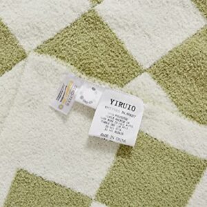 YIRUIO Throw Blankets Checkerboard Grid Chessboard Gingham Warmer Comfort Plush Reversible Microfiber Cozy Decor for Home Bed Couch(sage Green, 51''x63'')