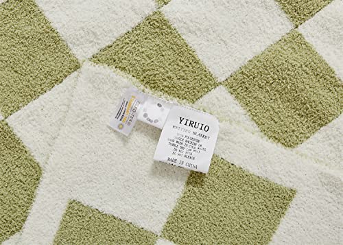 YIRUIO Throw Blankets Checkerboard Grid Chessboard Gingham Warmer Comfort Plush Reversible Microfiber Cozy Decor for Home Bed Couch(sage Green, 51''x63'')