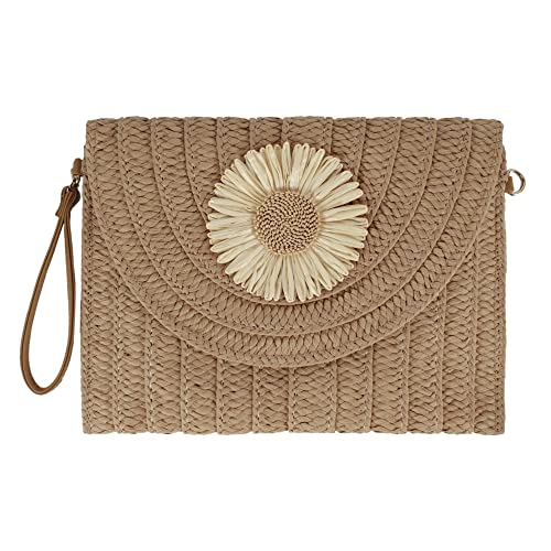 Aisi Women Woven Straw Clutch Summer Envelope Evening Handbag Tassel Straw Crossbody Bag