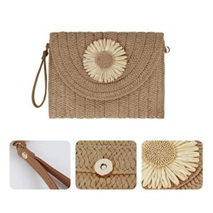 Aisi Women Woven Straw Clutch Summer Envelope Evening Handbag Tassel Straw Crossbody Bag