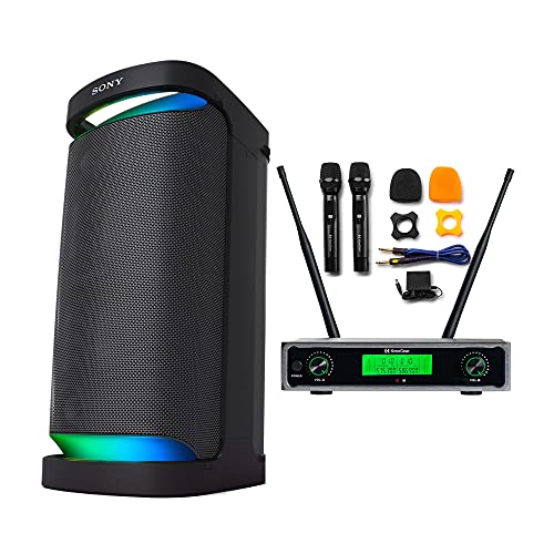 Sony XP700 X-Series Mega Bass Portable Bluetooth Wireless Speaker with Knox Gear True Duo Dual Wireless Microphone System Bundle (2 Items)