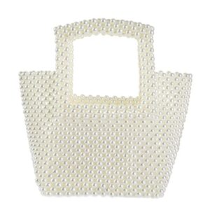 yifei women beaded clear acrylic crystal tote handmade bags for wedding party (offwhite)