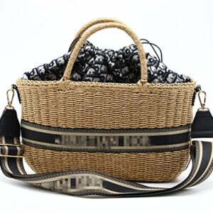 Hand-Woven Straw Handbag Bag For Women, Top Handle Satchel Handmade Tote Bag Crossbody Beach Shoulder Bag Shopping Bag