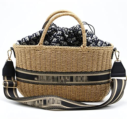 Hand-Woven Straw Handbag Bag For Women, Top Handle Satchel Handmade Tote Bag Crossbody Beach Shoulder Bag Shopping Bag