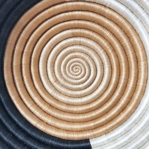 Small African Basket- Nyakinama/Rwanda Basket/Woven Bowl/Sisal & Sweetgrass Basket/Tans, Black, White