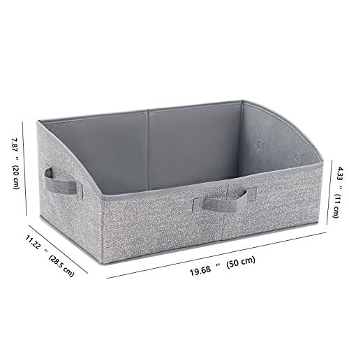 Sweejar 4-Pack Closet Storage Bins，Storage Baskets for Shelves，Clothes Storage Boxes，Collapsible Trapezoid Storage Bins，Fabric Bins and Baskets，Gray