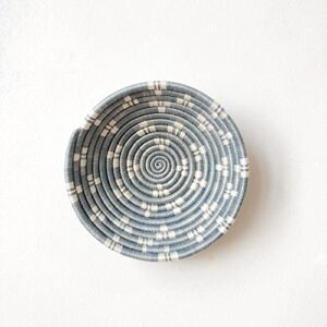 small african basket- magoma/rwanda basket/woven bowl/sisal & sweetgrass basket/blue-gray, white