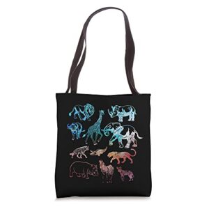 safari animal lion elephant giraffe zebra rhino hippo jaguar tote bag