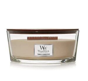 woodwick ellipse candle, tonka & almond milk, 16 oz.