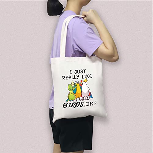 BDPWSS Parrots Lover Gift Parrot Tote Bag Bird Watching Gift i Just Really Like Birds Parrot Cockatoo Ornithologist Gift (Really like birds TG)