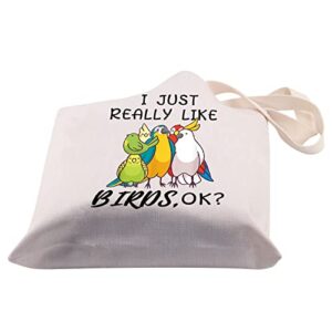 BDPWSS Parrots Lover Gift Parrot Tote Bag Bird Watching Gift i Just Really Like Birds Parrot Cockatoo Ornithologist Gift (Really like birds TG)