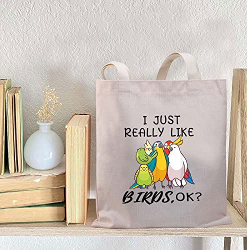 BDPWSS Parrots Lover Gift Parrot Tote Bag Bird Watching Gift i Just Really Like Birds Parrot Cockatoo Ornithologist Gift (Really like birds TG)