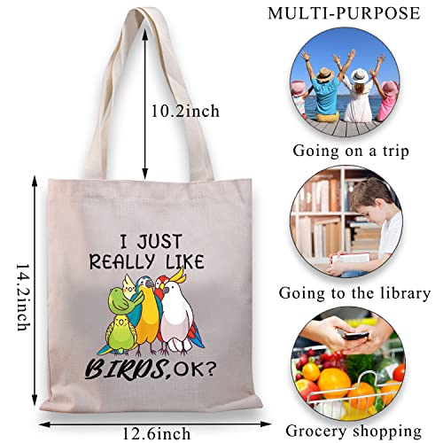 BDPWSS Parrots Lover Gift Parrot Tote Bag Bird Watching Gift i Just Really Like Birds Parrot Cockatoo Ornithologist Gift (Really like birds TG)