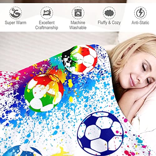 Soccer Blanket Sports Soccer Ball Throw Blanket Ultra Soft Flannel Blanket Gifts for Kids Adults 50"X40"