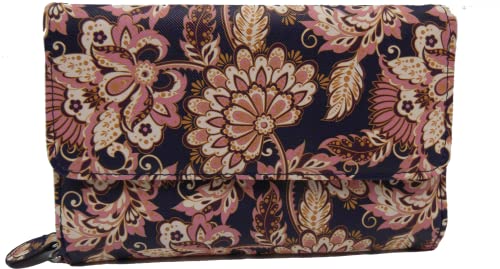 MUNDI Women's Vegan Faux Leather MY BIG FAT WALLET Flap RFID Clutch Ladies i656x (Blue Floral)