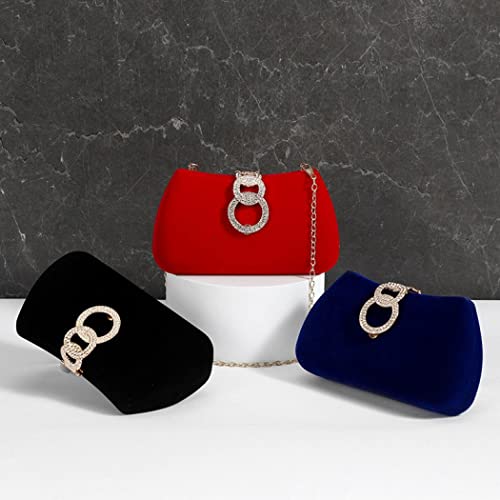 Buric Clutch Purses for Women Fashion Evening Bag Gold Clutch Small Crossbody Bag with Detachable Chain for Party/Wedding (Red)