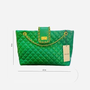 YVLSS Women's Quilted Shoulder Handbag Crossbody Bags For Women | Tote Bag For Women Handbags For Women (Green Purse)