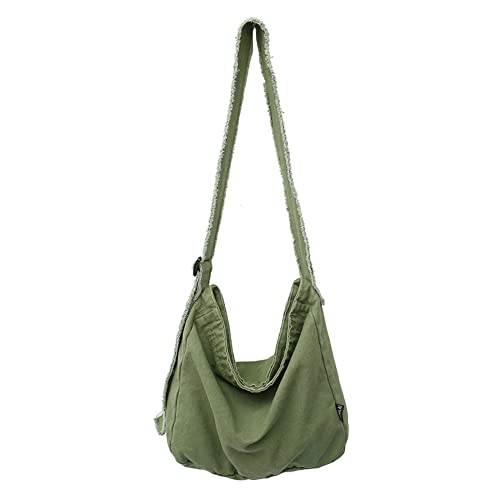 HUALEYNA Women's Canvas Bag Crossbody Bag Casual Hobo Bag Large Shoulder Bag Shopping Bag Unisex (Green)