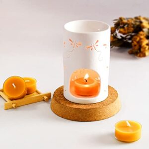 25PCS Pure Beeswax Tealight Candles, Natural Scent, Clear Cup