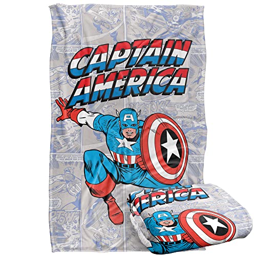 Marvel Captain America Blanket, 36"x58", Retro Captain America, Silky Touch Super Soft Throw Blanket