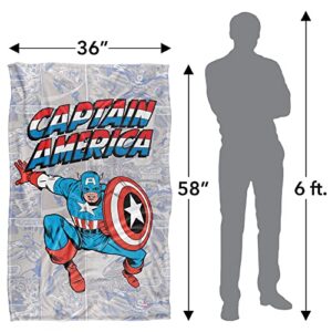 Marvel Captain America Blanket, 36"x58", Retro Captain America, Silky Touch Super Soft Throw Blanket