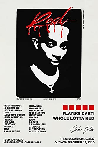 Playboi Poster Carti Whole Lotta Red Album Cover Music posters for room aesthetic Canvas Wall Art Living Room Posters 12x18inch(30x45cm)