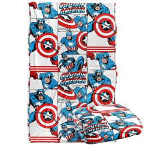 marvel captain america blanket, 36″x58″, captain america tiles, silky touch super soft throw blanket