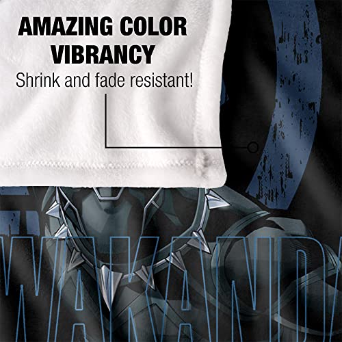 Marvel Black Panther Blanket, 36"x58", Wakanda Forever Blue, Silky Touch Super Soft Throw Blanket