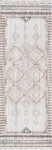 Amaga Moroccan Farmhouse Living Room Bedroom Area Rug - Soft Shaggy High Low Carpet - High Pile - Bohemian - Brown, Beige, Cream - 5'3" x 7'