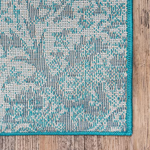 Rugs.com Monte Carlo Collection Rug – 6' x 9' Turquoise Medium Rug Perfect for Living Rooms, Large Dining Rooms, Open Floorplans