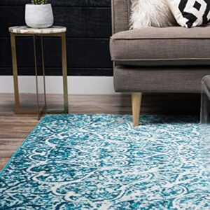 Rugs.com Monte Carlo Collection Rug – 6' x 9' Turquoise Medium Rug Perfect for Living Rooms, Large Dining Rooms, Open Floorplans