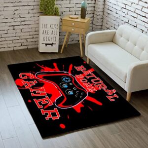 gamer area rugs for gamer bedroom living room black gamepad red gaming carpet bedroom sofa mat door mat for adults game player cool bath mats exercise yoga mats, 35″x23″