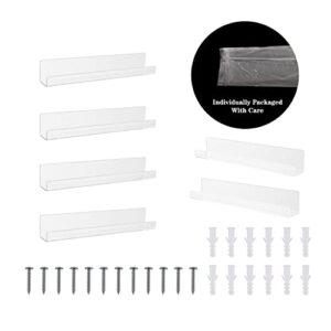 ReactDecor Clear Vinyl Record Wall Mount 6 pack - 12 Inch Acrylic Vinyl Record Shelf - LP Album Display Record Shelves - Vinyl Record Holder - 12” Floating Clear Vinyl Shelf - Vinyl Hangers For Wall