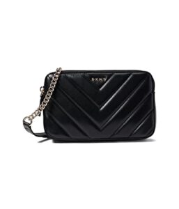 dkny veronica double zip crossbody black/gold one size