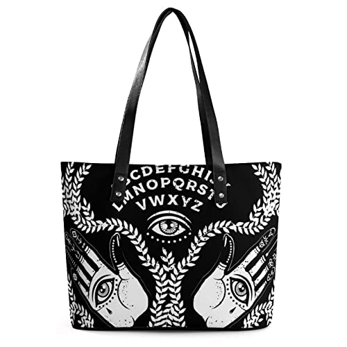 YongColer Goth Gothic Tote Bag, Witch Big Purse Shoulder Handbag for Women, Gothic Black Design 2