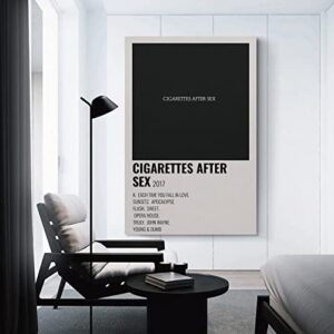 XIAOMB Cigarettes After Sex Music Poster for Bedroom Aesthetic Wall Decor Canvas Wall Art Gift 12x18inch(30x45cm)