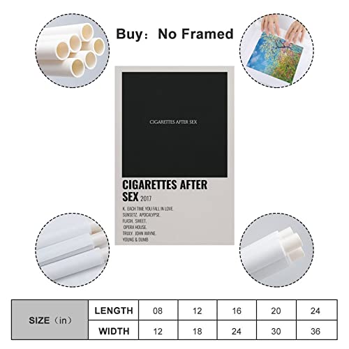 XIAOMB Cigarettes After Sex Music Poster for Bedroom Aesthetic Wall Decor Canvas Wall Art Gift 12x18inch(30x45cm)