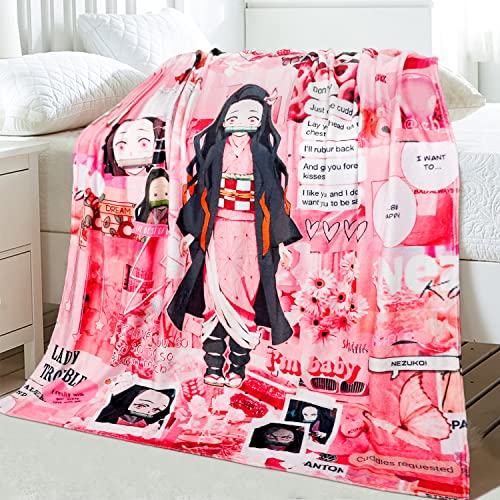 Demon Ultra Soft Flannel Anime Throw Blanket for Sofa Bedding, Gift for Anime Slayer Fans 50x60 Inches