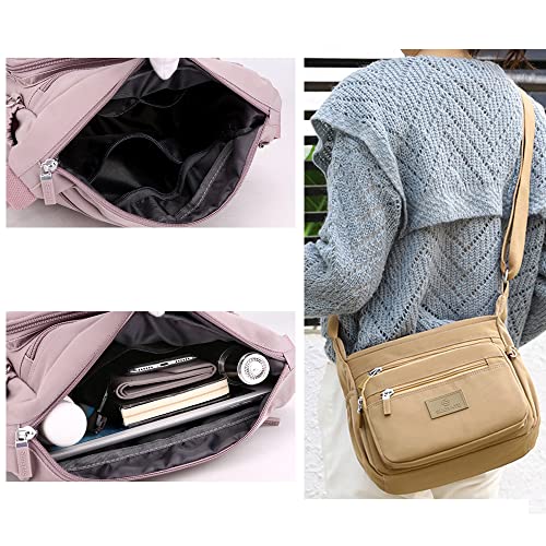 Crossbody Bag for Women Nylon Shoulder Bag Waterproof Lightweight Messenger Purses Multi Pocket Travel Handbag