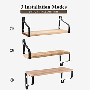 Floating Shelves Wall Mounted Rustic Wood Wall Shelves Set of 3 for Bedroom Living Room Bathroom Kitchen